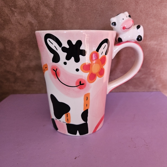 Indra Fine Stone Ware | Kitchen | Nwot Hand Painted Cow Coffee Cup ...